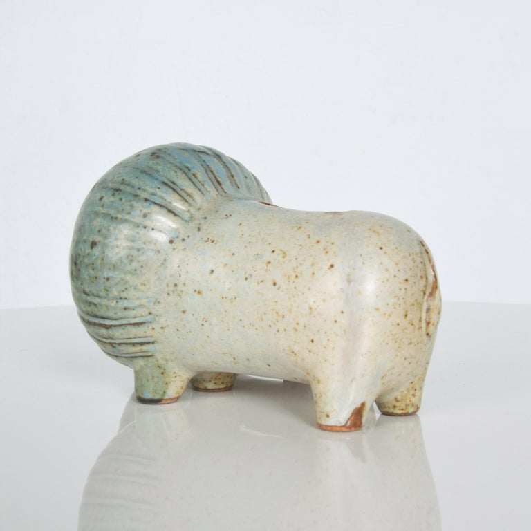 Swedish Stoneware Art Pottery Modern Lion Planter Set Lisa Larson Style ...