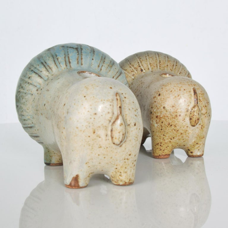 Swedish Stoneware Art Pottery Modern Lion Planter Set Lisa Larson Style ...