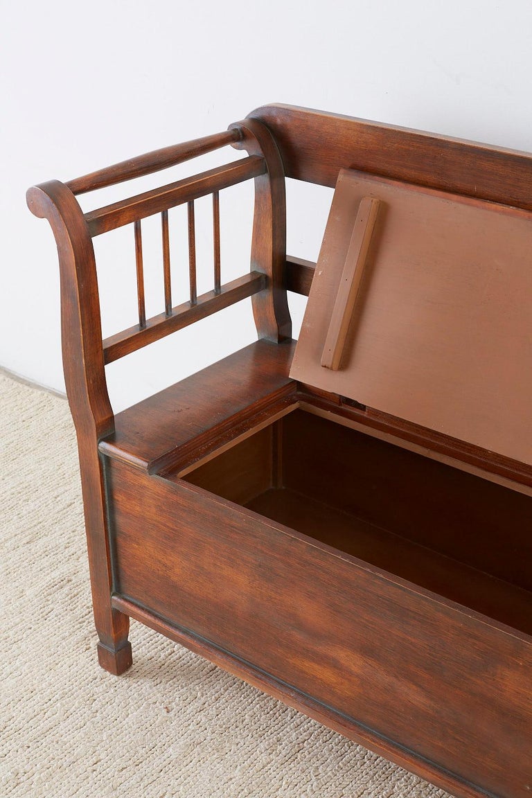 Swedish Style Country Wooden Bench with Storage at 1stDibs