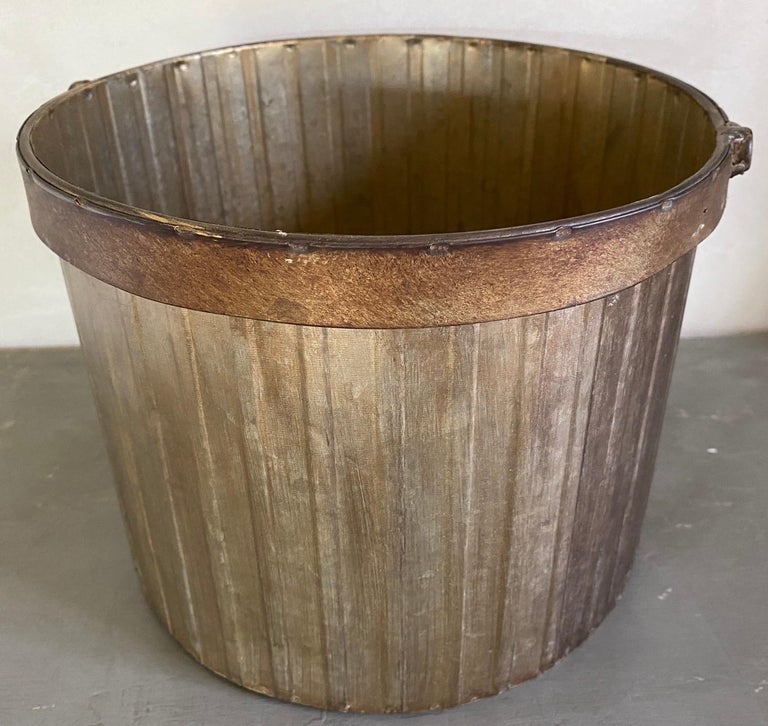 Swedish Style Gilt Edge Metal Wastebasket with Vintage Feel For Sale at ...