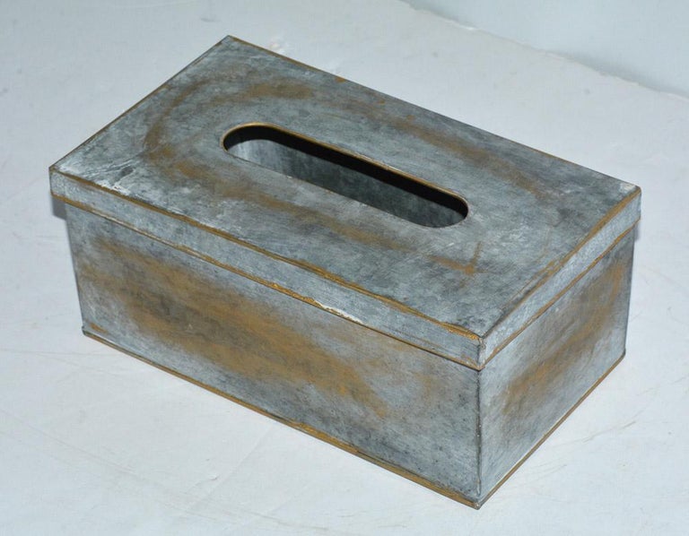 Swedish Style Metal Gilt Edge Tissue Box For Sale at 1stDibs