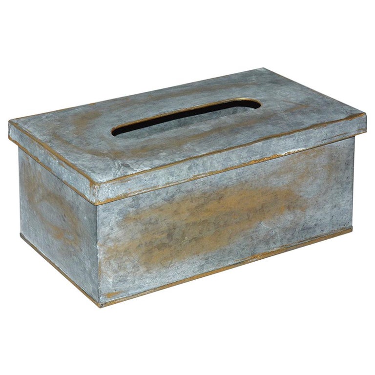 Swedish Style Metal Gilt Edge Tissue Box For Sale at 1stDibs