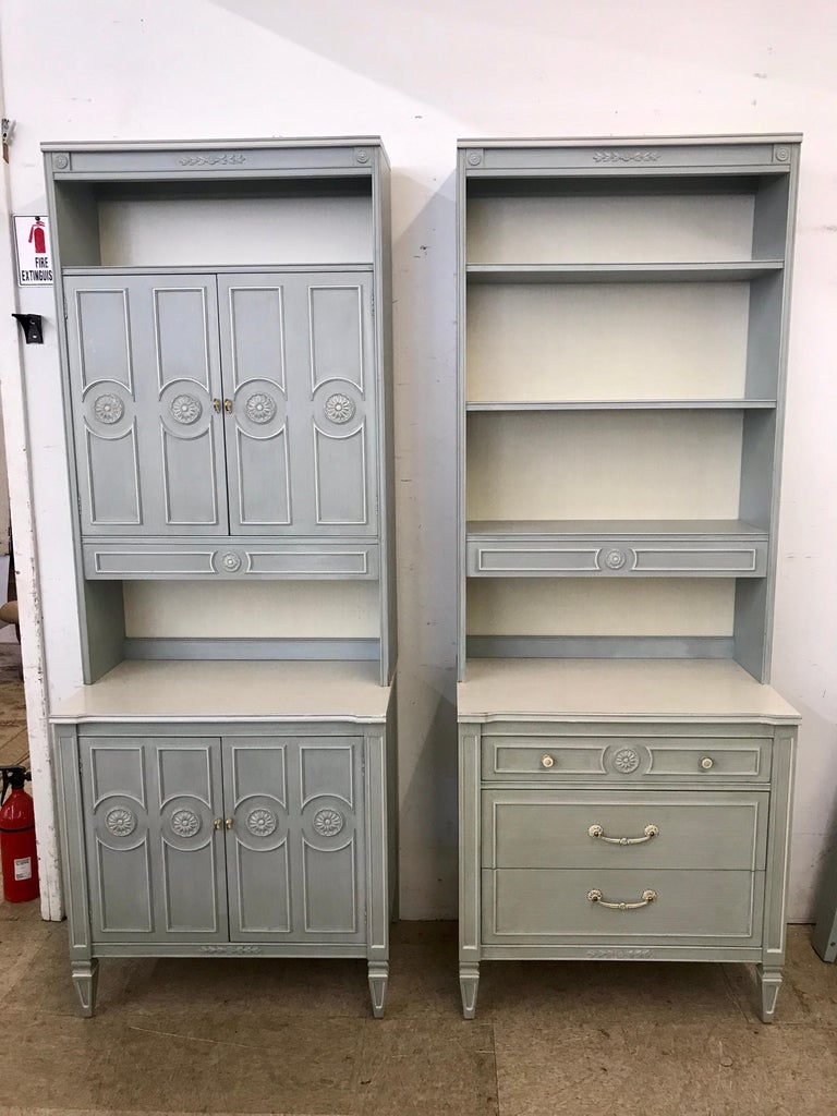Swedish Style Powder Blue Grey Bedroom Set, Bookcases, Chests, Twin ...