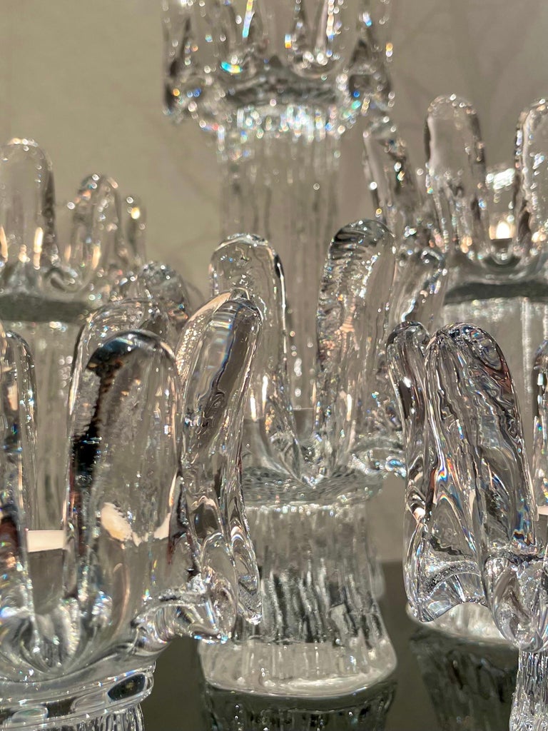 Swedish Sunflower Crystal Candlesticks Collection by Göran Wärff for Kosta Boda For Sale at 1stDibs
