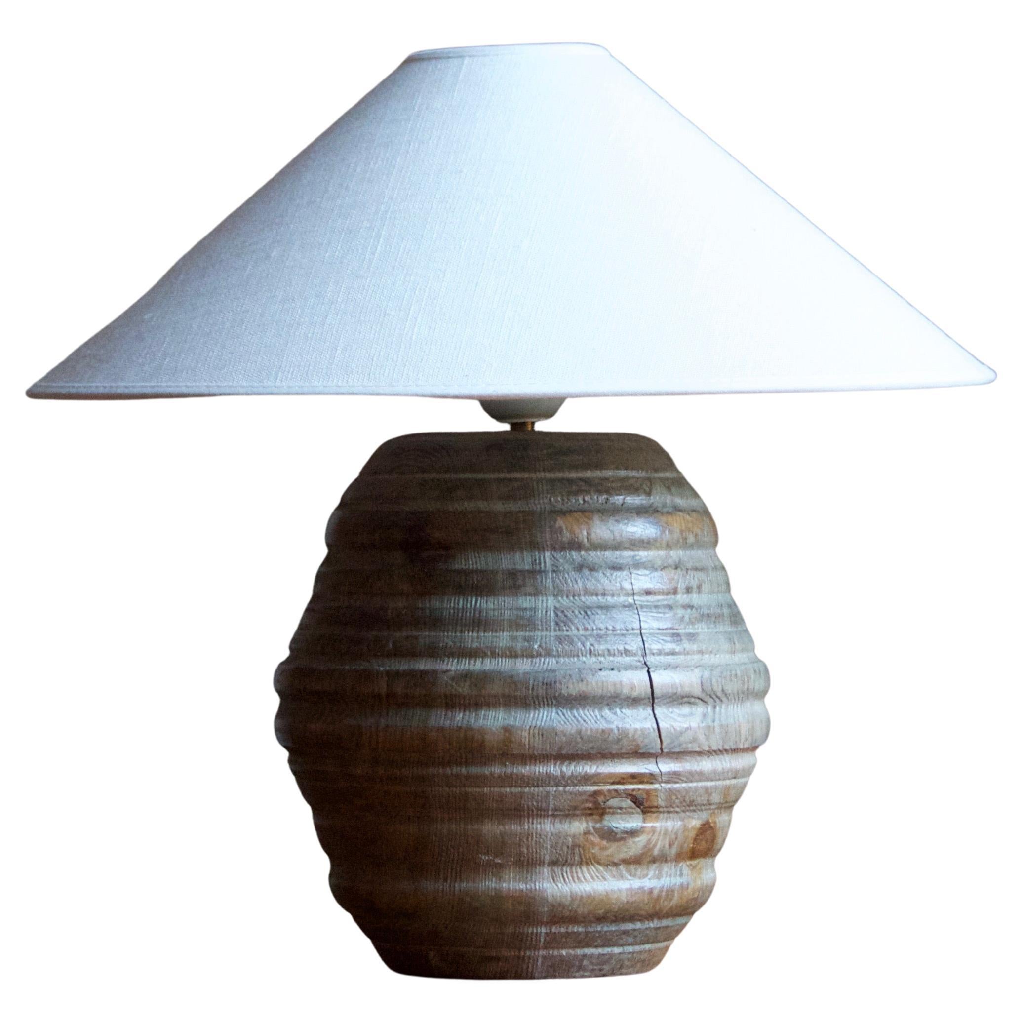 Swedish, Freeform Table Lamp, Solid Pine, Rattan, Sweden, 1960s For ...