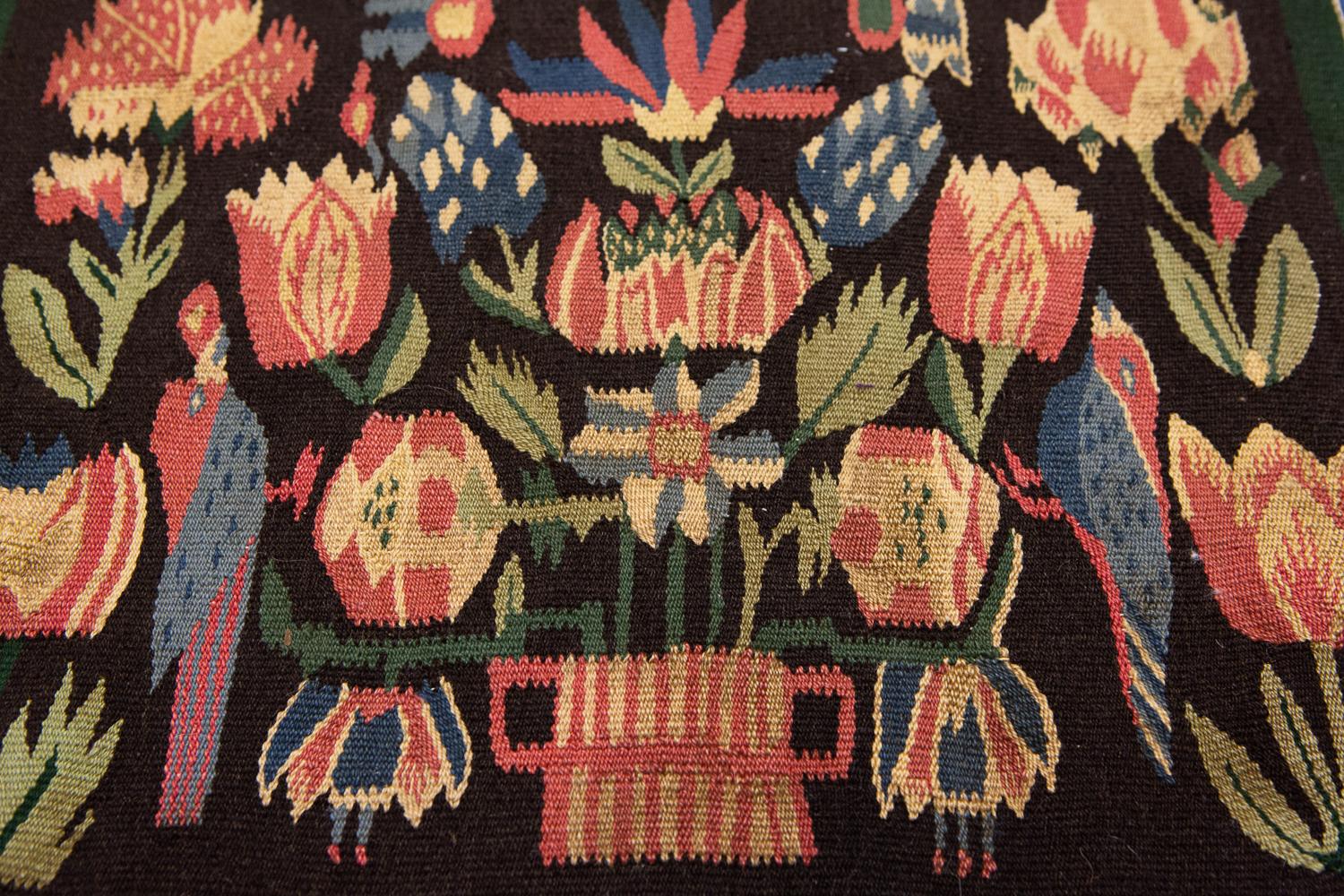 Swedish Textile with Bold Floral and Bird Design Look Scandi Style at ...