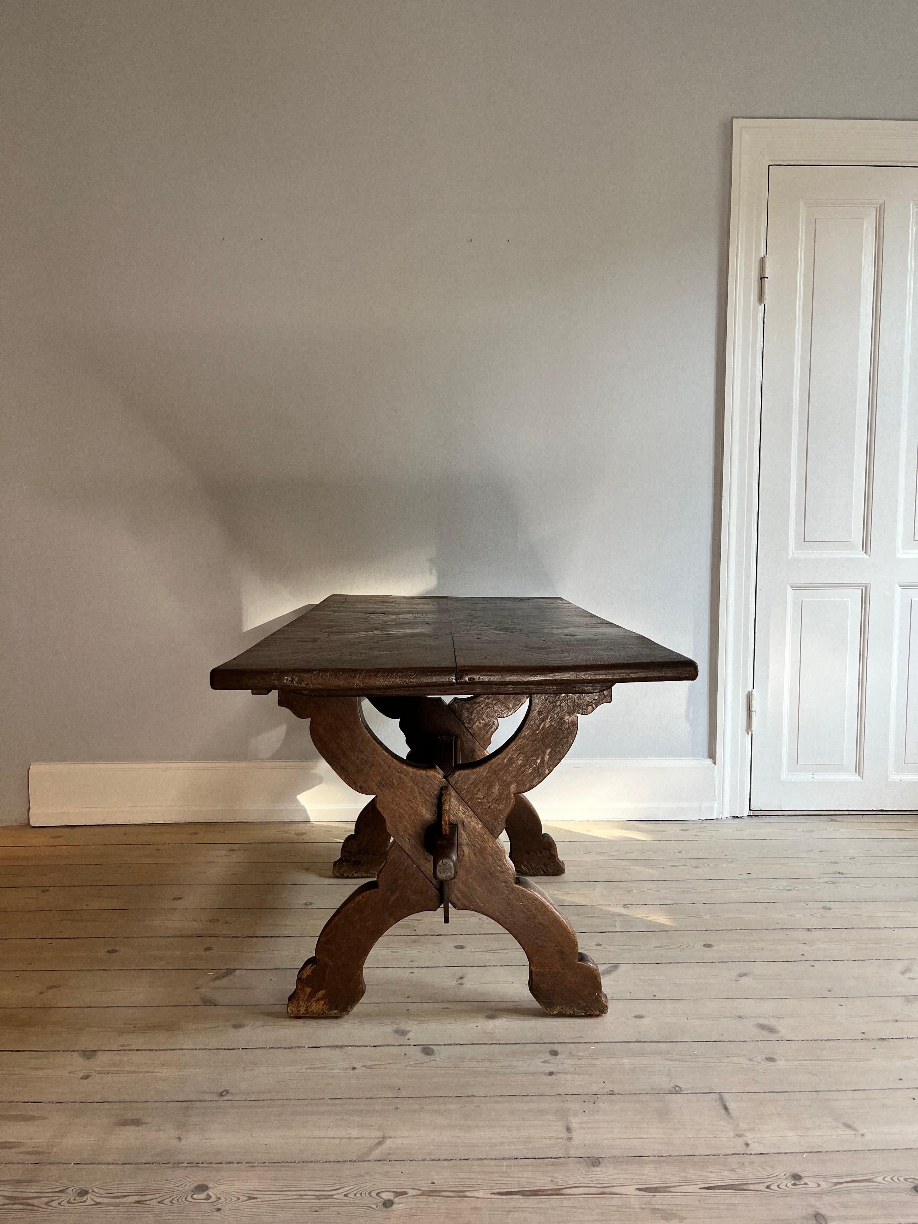 Swedish trestle table in oak, ca 1880s For Sale at 1stDibs