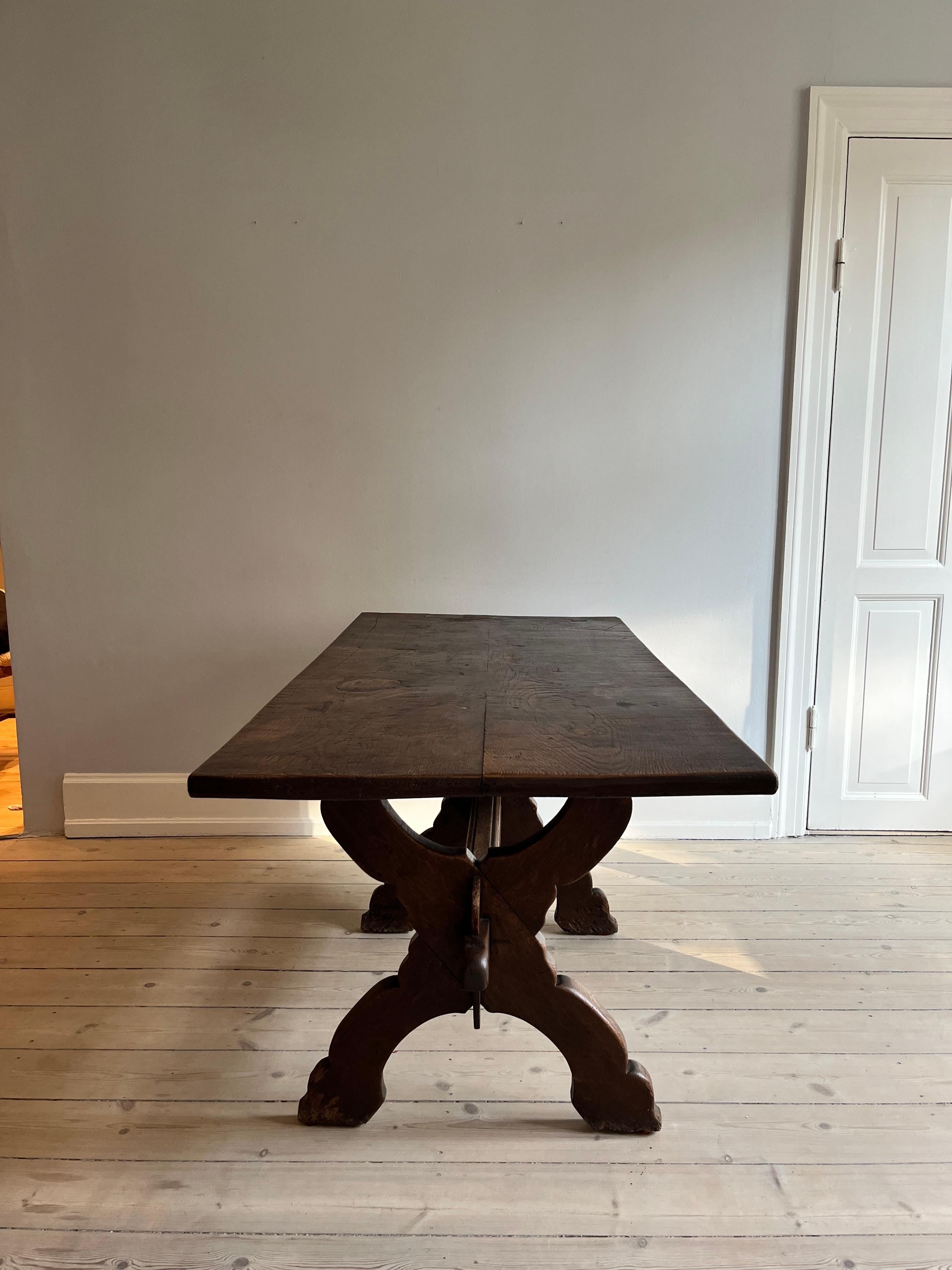Swedish trestle table in oak, ca 1880s For Sale at 1stDibs