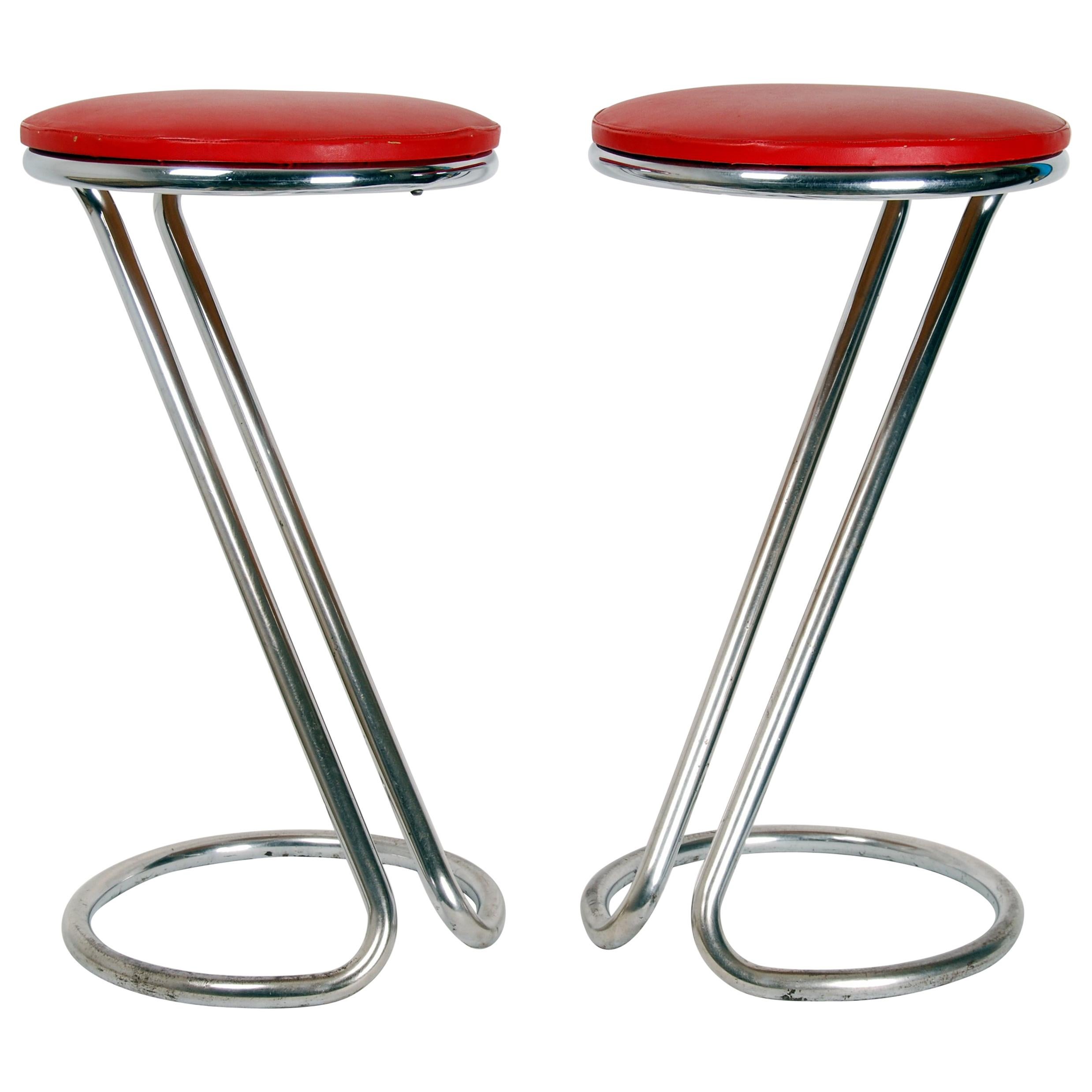 Swedish Tubular Steel Stools, Set of 2 at 1stDibs