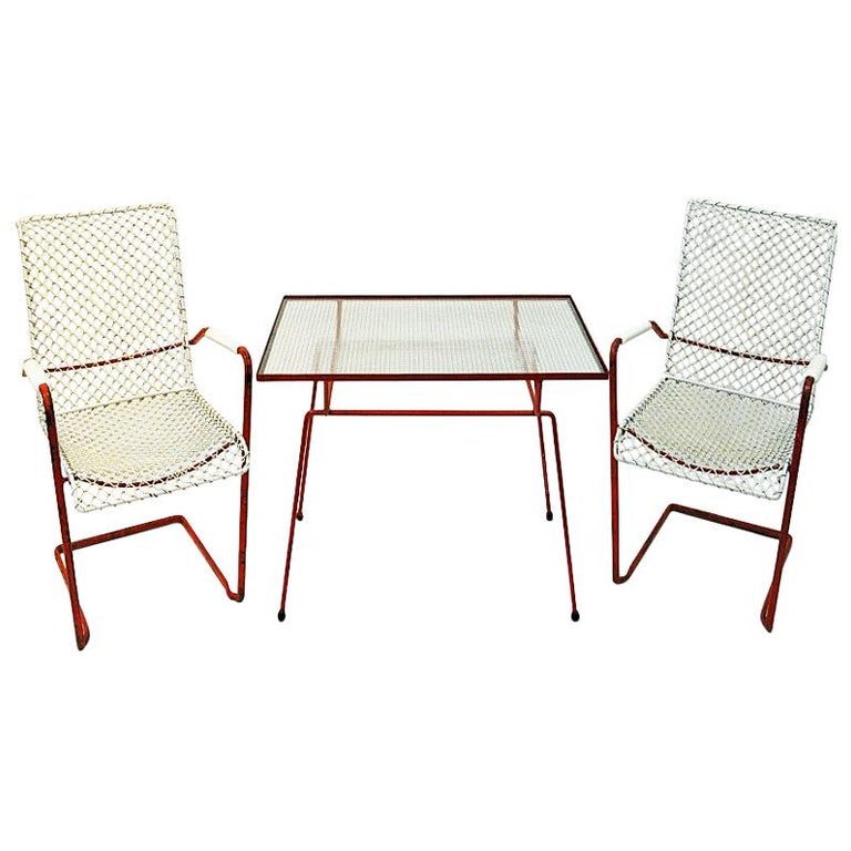 Swedish Vintage Garden Set of Grythyttan Table and Lounge Chairs, 1950s ...
