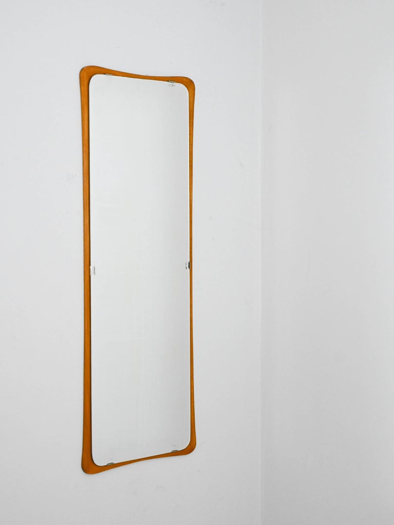 Swedish Vintage Mirror with Curved Frame For Sale at 1stDibs