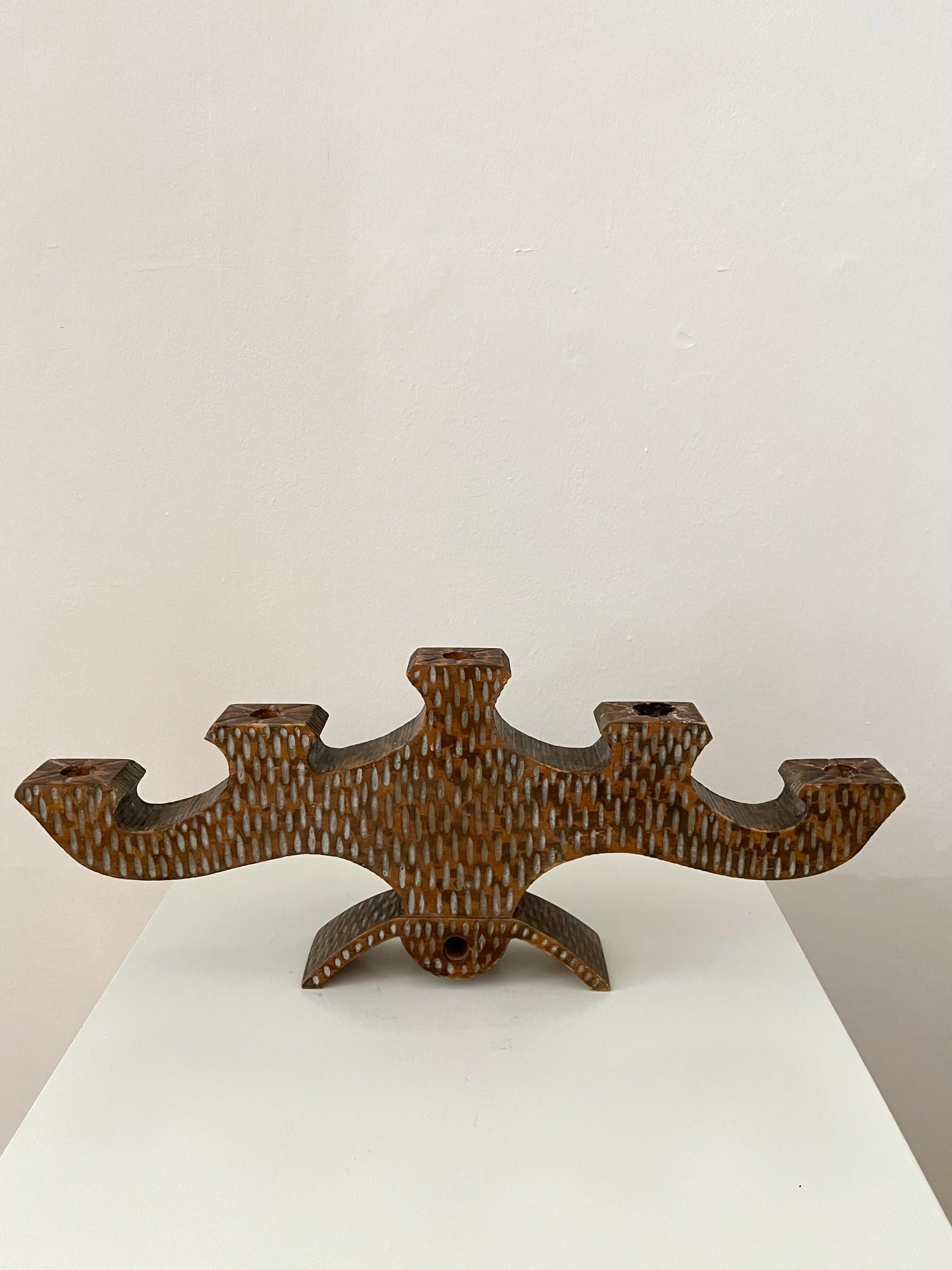 Swedish Vintage Wooden 5-Arm Candelabra with Intricate Carvings 1970s ...