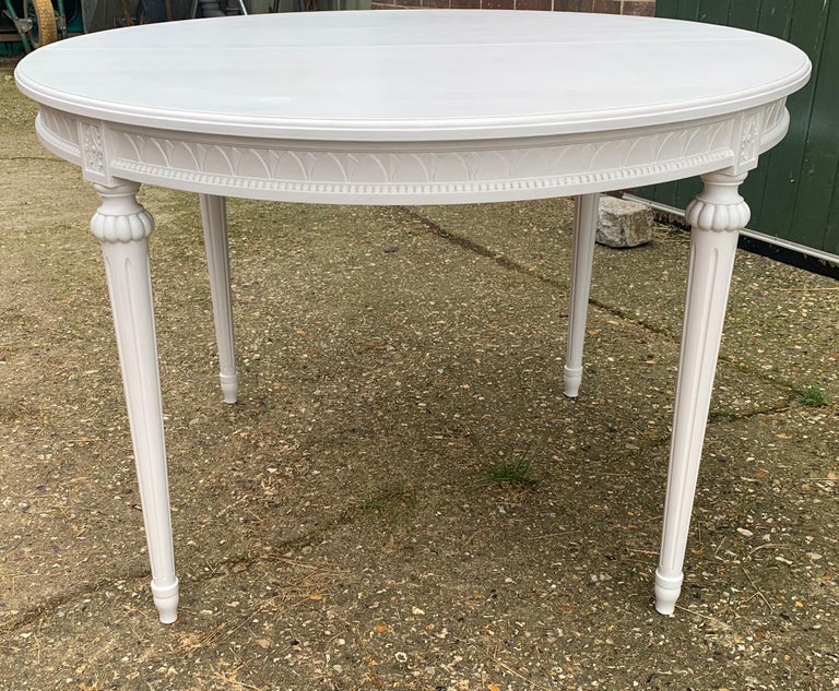 Swedish White Gustavian Extendable Dining Table C. 1940 8 10 Seat For ...