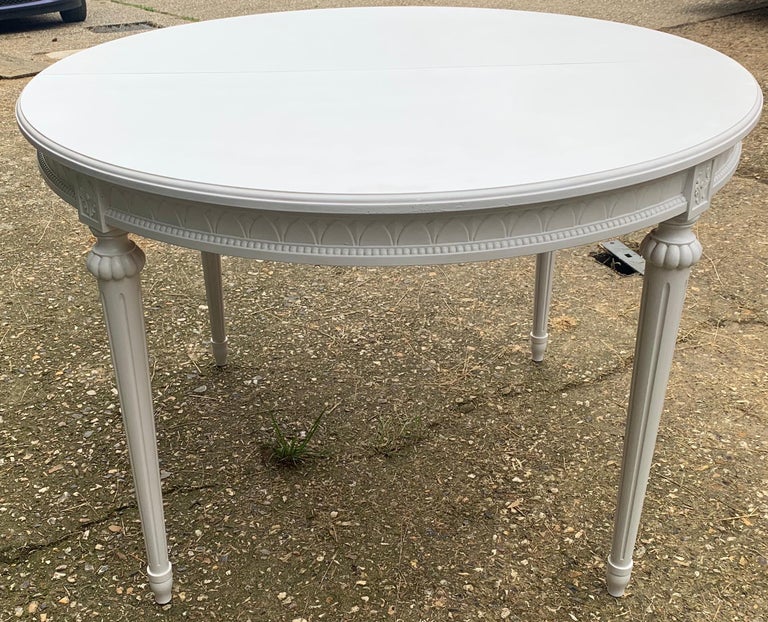 Swedish White Gustavian Extendable Dining Table C. 1940 8 10 Seat For ...