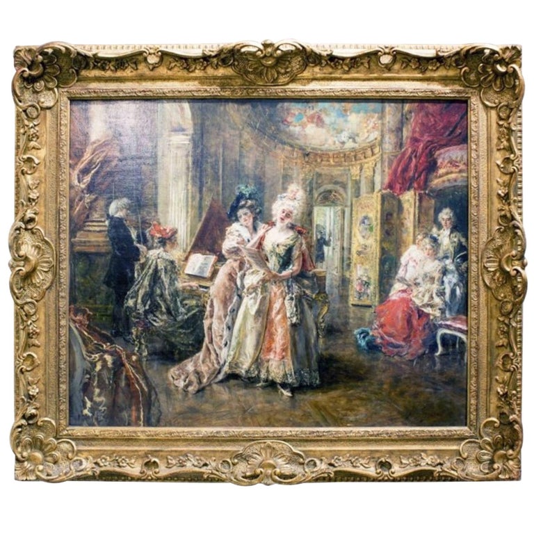 "Sweet Notes" Oil on Panel by Fausto Giusto, Signed For Sale at 1stDibs
