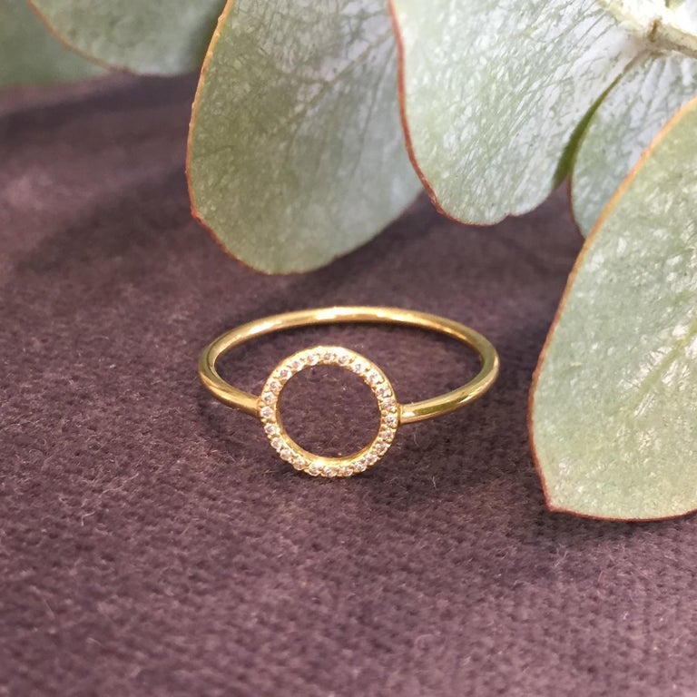 Sweet Pea 18k Yellow Gold and Diamond Open Circle Engagement Ring For ...