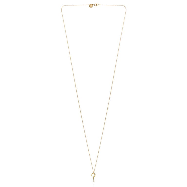 Sweet Pea Diamond and 18 Karat Yellow Gold Question Mark Charm Pendant ...
