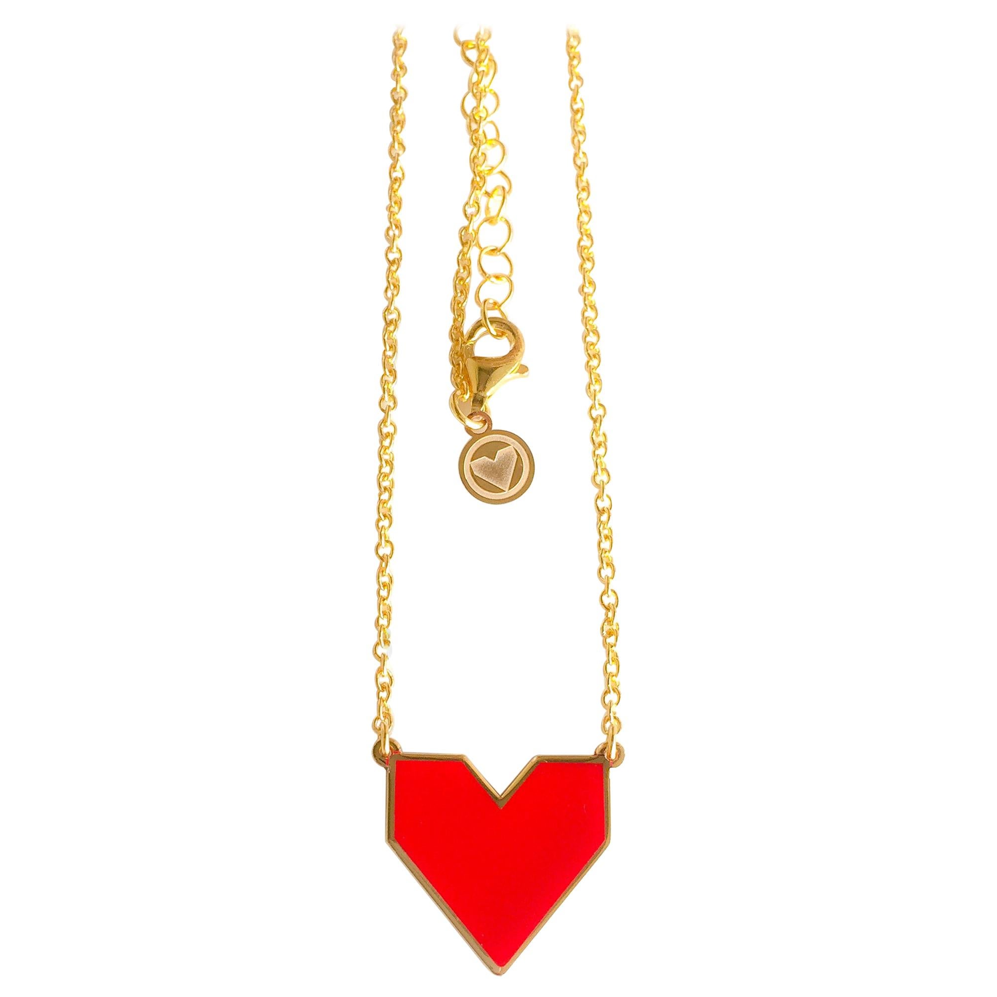Sweet red heart necklace For Sale at 1stDibs