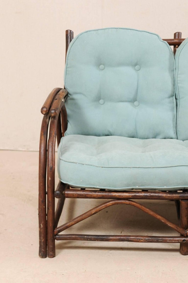 Sweet Wood Loveseat with Plush Cushion by Furniture Makers "Old Hickory ...