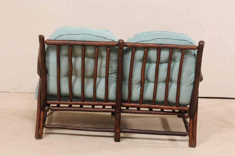 Sweet Wood Loveseat with Plush Cushion by Furniture Makers "Old Hickory ...