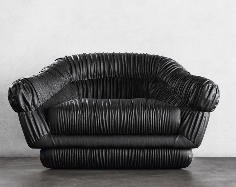 Swerve Lounge Chair - Modern Design in Faux Lambskin Black For Sale at ...