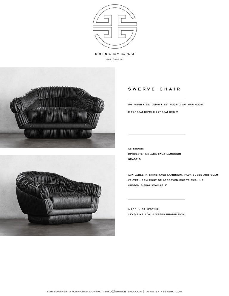 Swerve Lounge Chair - Modern Design in Faux Lambskin Black For Sale at ...