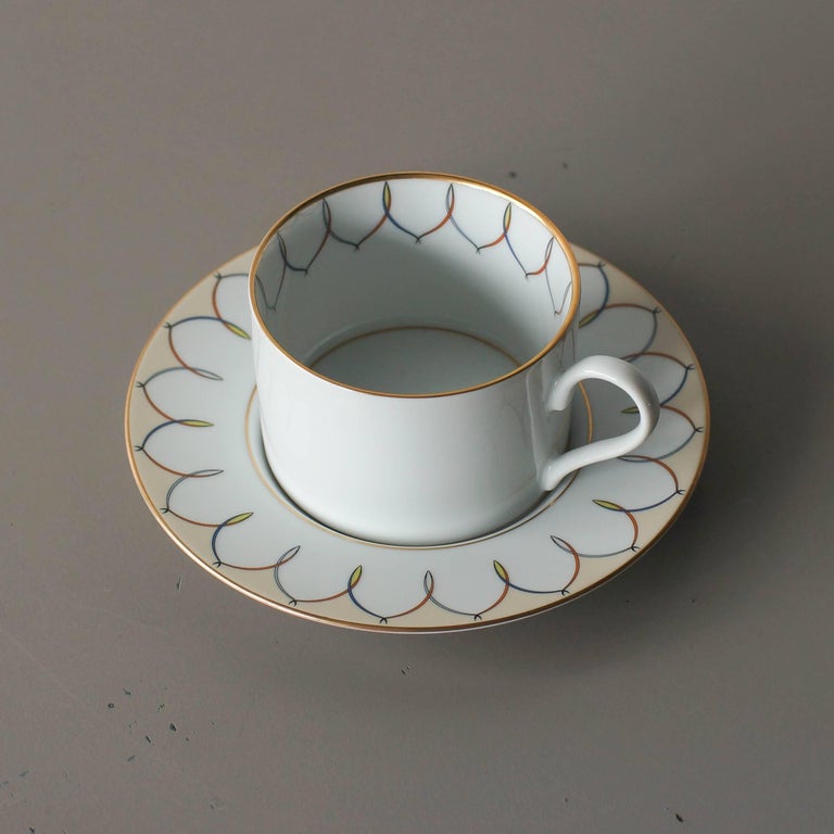 Swid Powell Cup Saucer and Three Plates Postmodern at 1stDibs