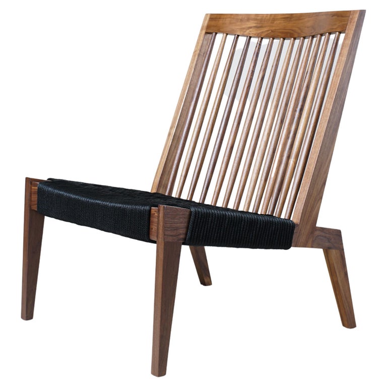 Swift Easy Chair, Modern Spindle Back Walnut and Rope Woven Lounge ...