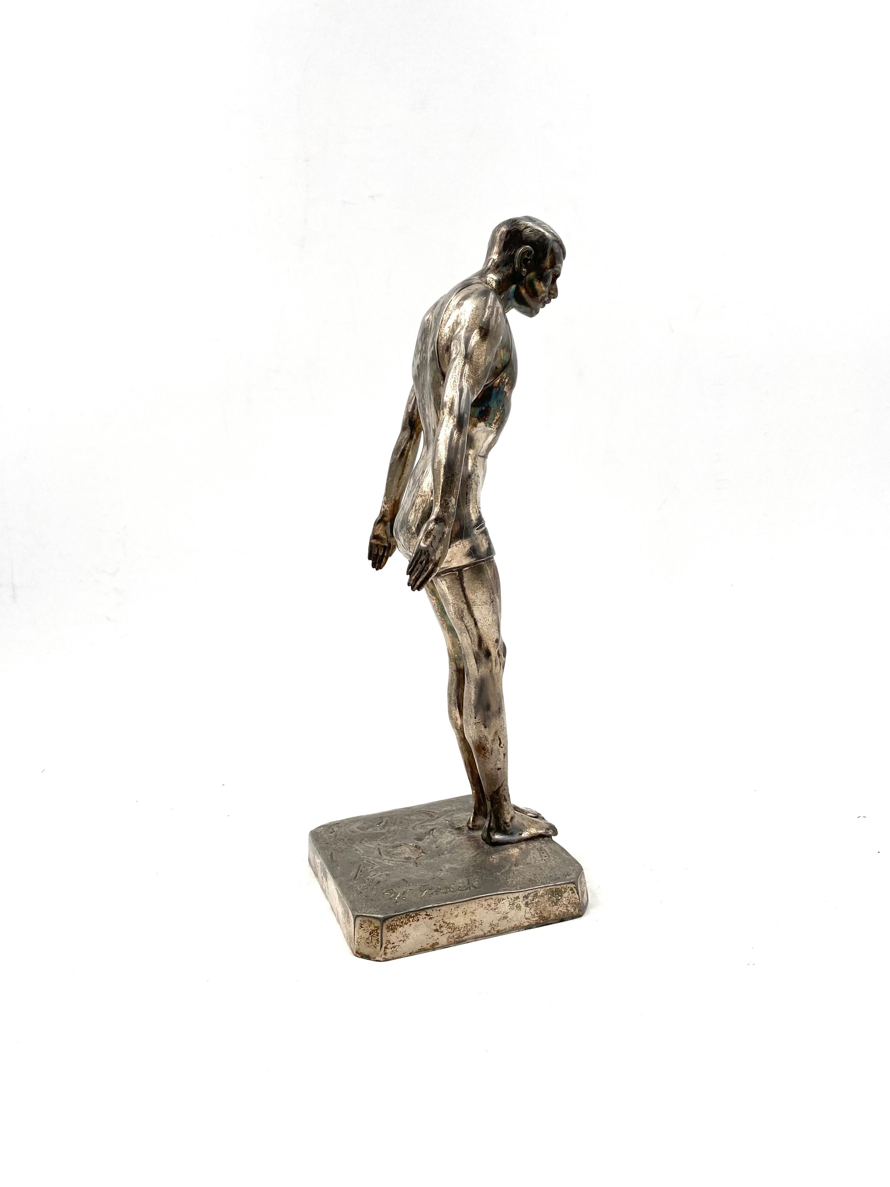 'Swimmer' Silver Plated Figure, Wilhelm Zwick for Kayser, circa 1930 ...