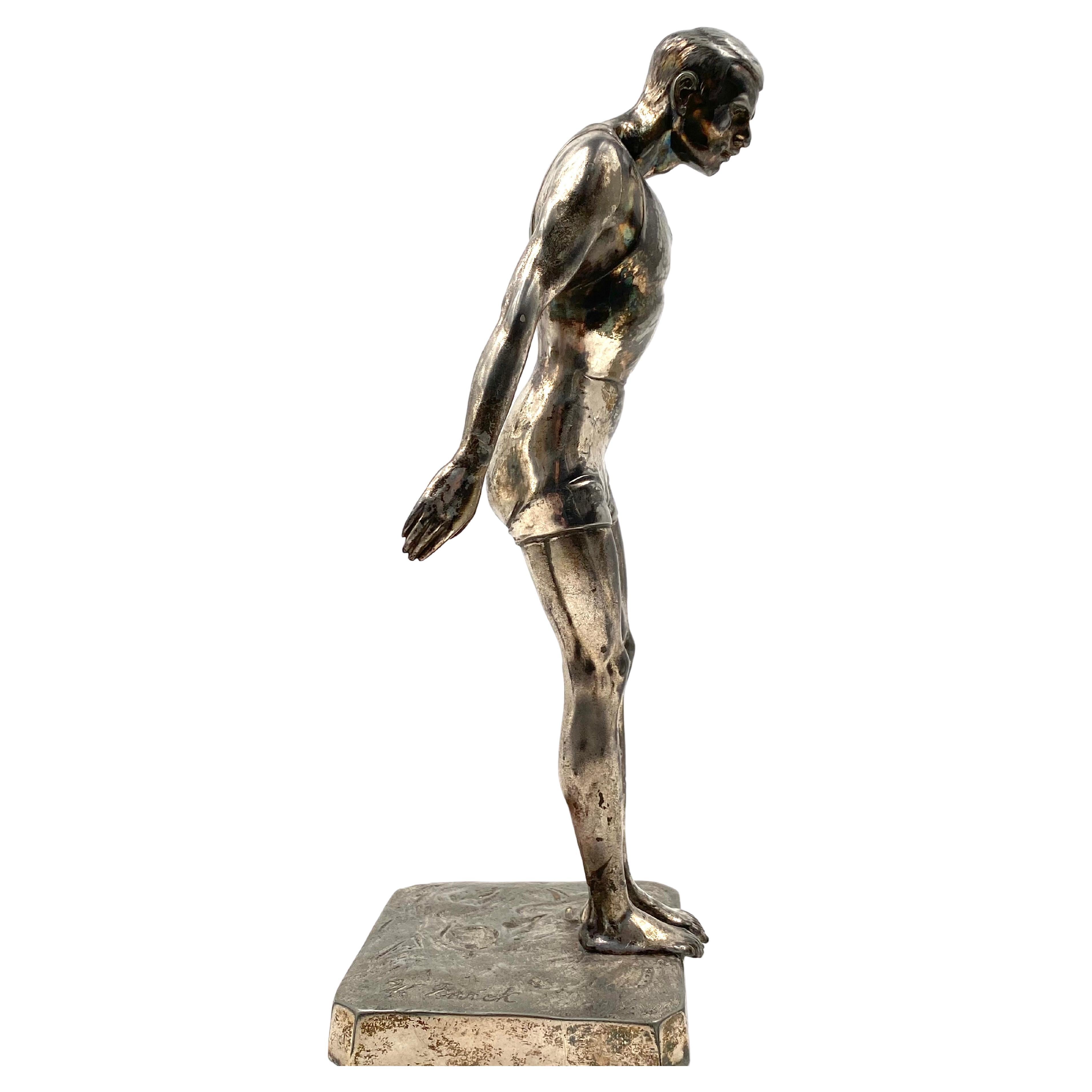 'Swimmer' Silver Plated Figure, Wilhelm Zwick for Kayser, circa 1930 ...