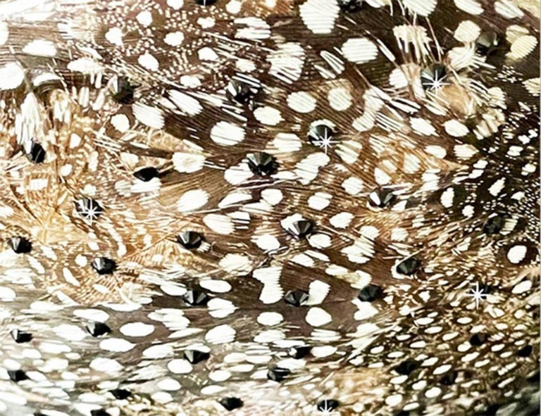 Swirl: Glass, Natural Guinea Feather, Burnt Peacock, Jet Crystals For ...