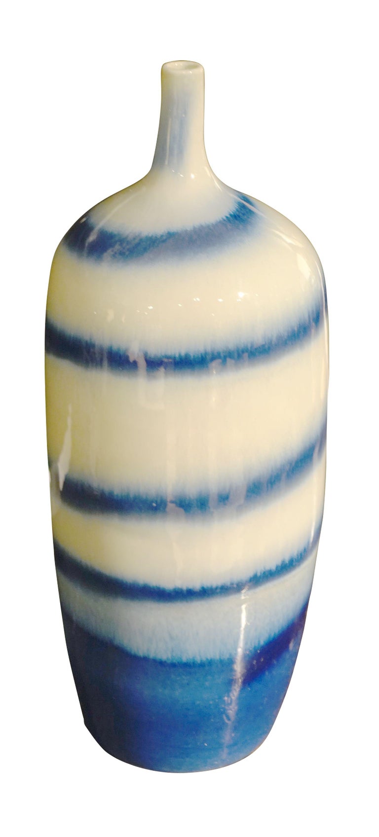 Swirl Pattern Blue and White Porcelain Vase, China, Contemporary For ...