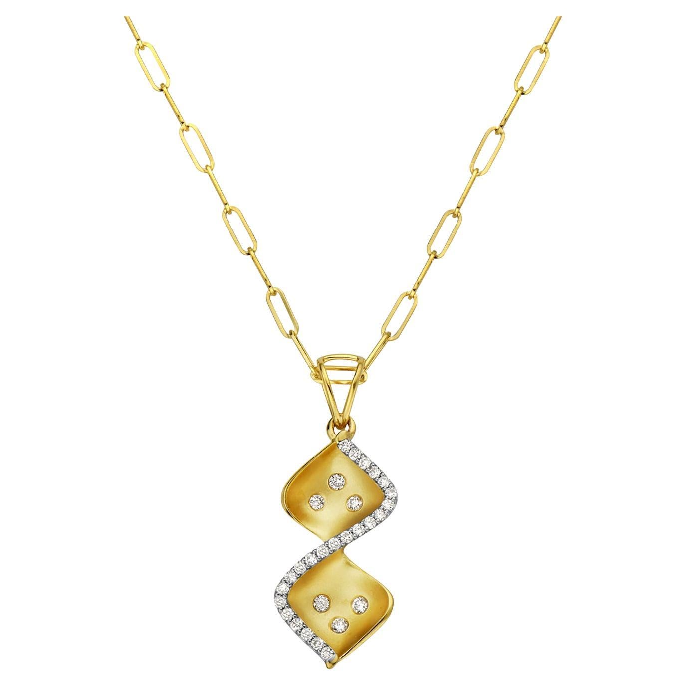 Carved Flowery Pendant with Pave Halo Diamonds on the Edge in 14k ...