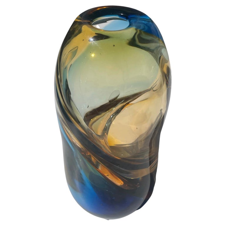 Swirled Vase, Art Glass signed 90 WRK at 1stDibs