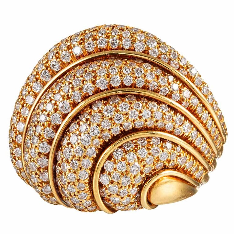 Swirling Diamond Ring, Signed Henry Dunay For Sale at 1stDibs