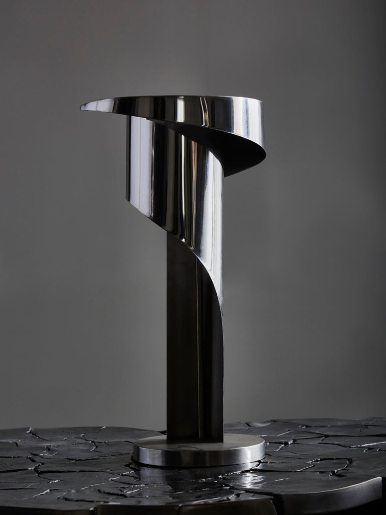 Swirly Steel Table Lamp by Louis Durot For Sale at 1stDibs