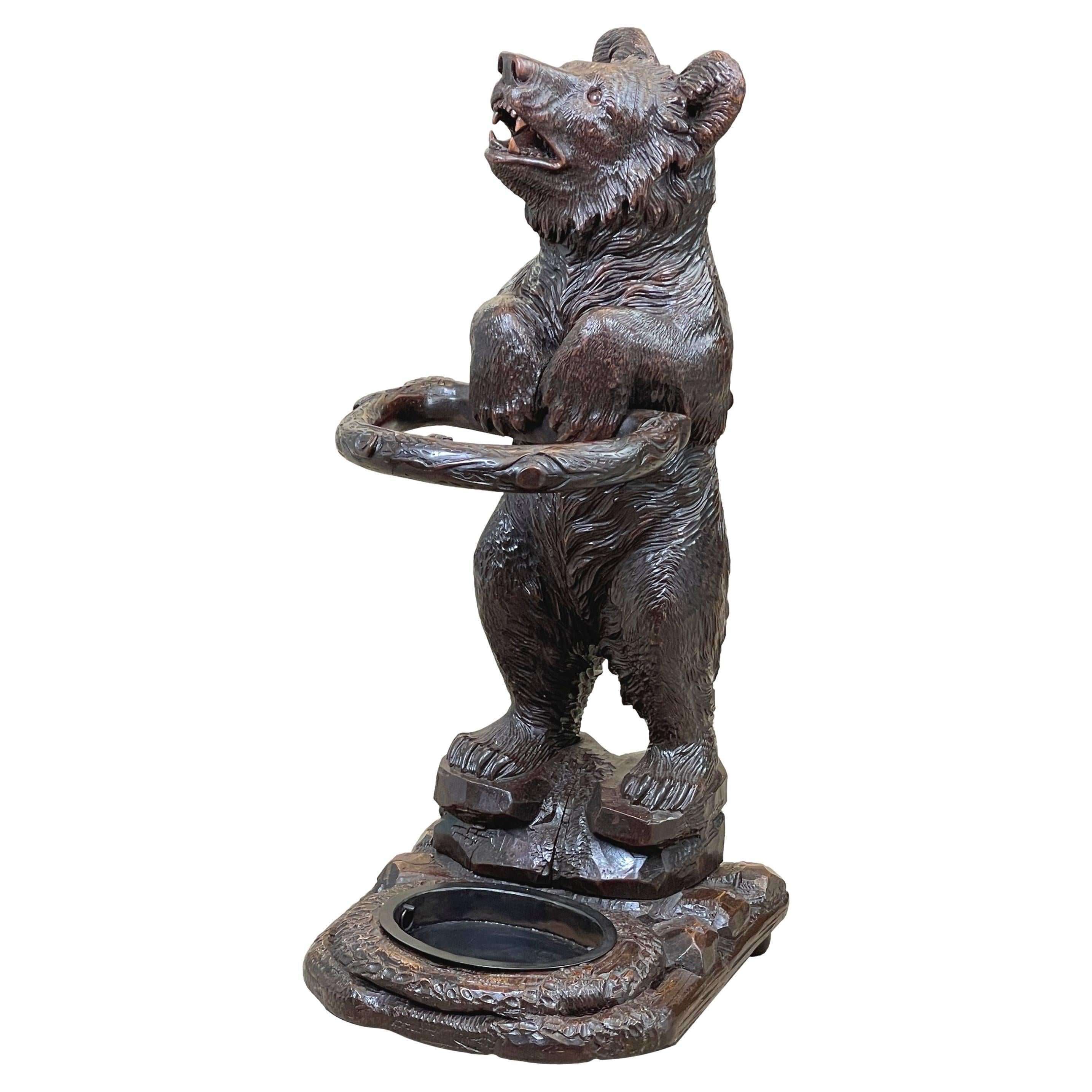 Magnificent Exhibition Quality Antique Black Forest Bear Hall Stand For ...