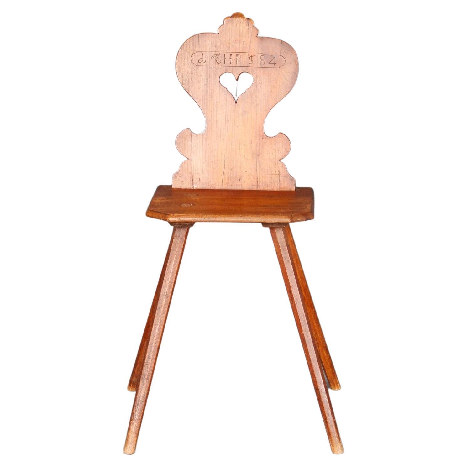 Swiss alp, folk art , escabelle dated For Sale at 1stDibs