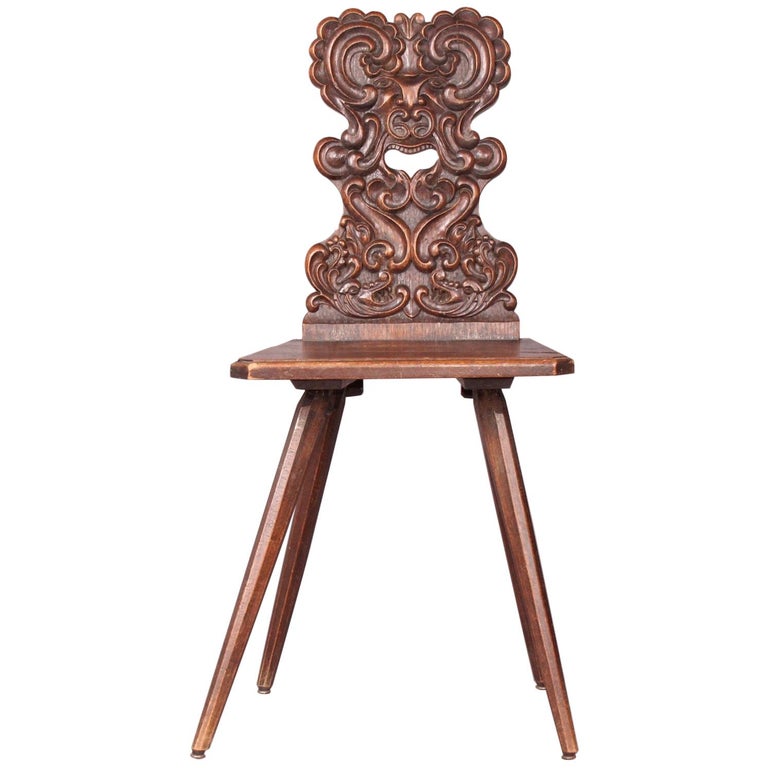 Swiss Alp , folk art , Escabelle For Sale at 1stDibs