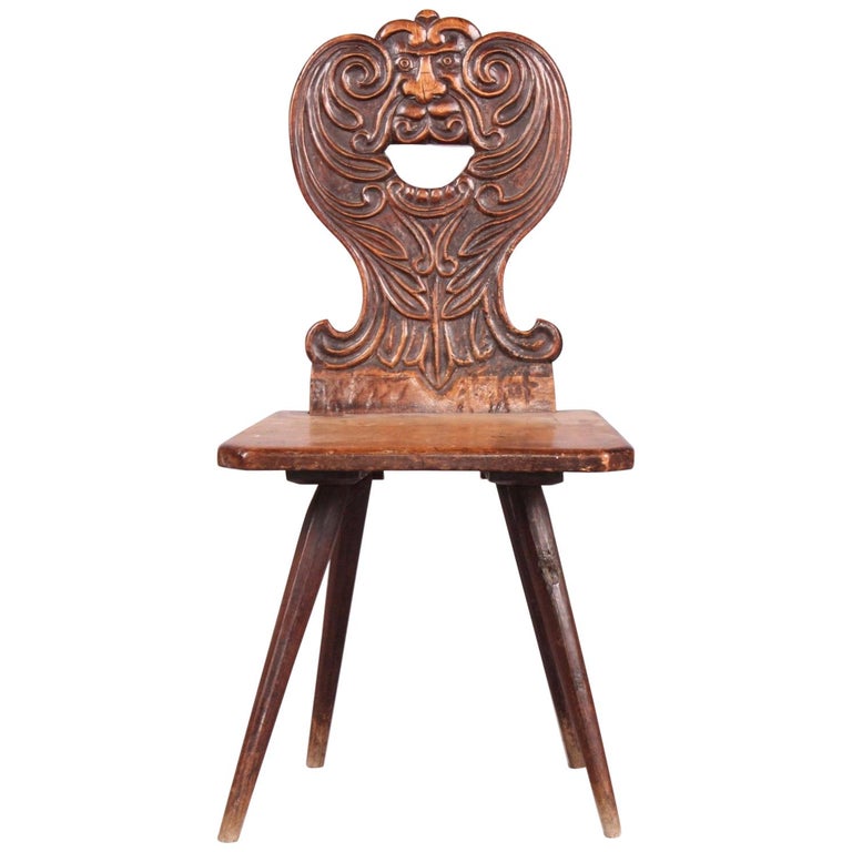 Swiss Alp, folk art, Escabelle For Sale at 1stDibs