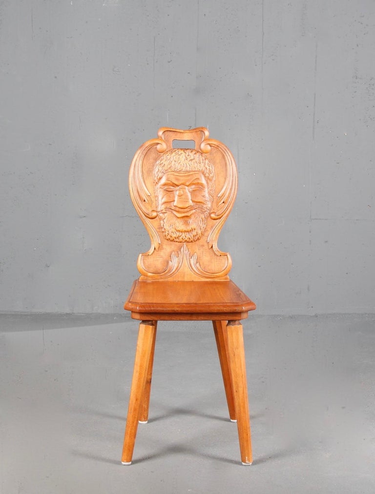 Swiss Alp, folk art Face Escabelle For Sale at 1stDibs