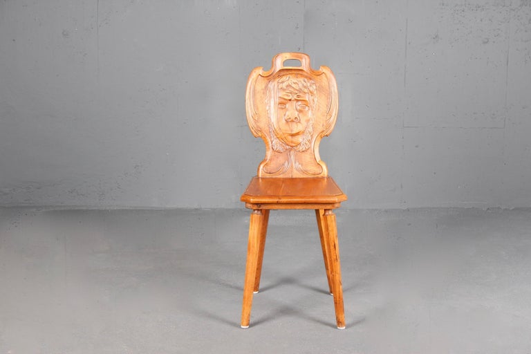 Swiss Alp , folk art Face Escabelle For Sale at 1stDibs