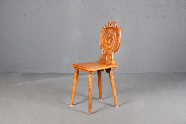 Swiss Alp , folk art Face Escabelle For Sale at 1stDibs