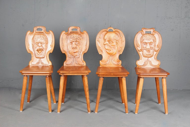 Swiss Alp , folk art Face Escabelle For Sale at 1stDibs