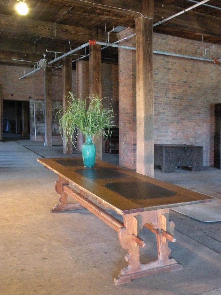 Swiss / Alpine 18th Century Rustic, Long Pine and Slate Inset Dining ...