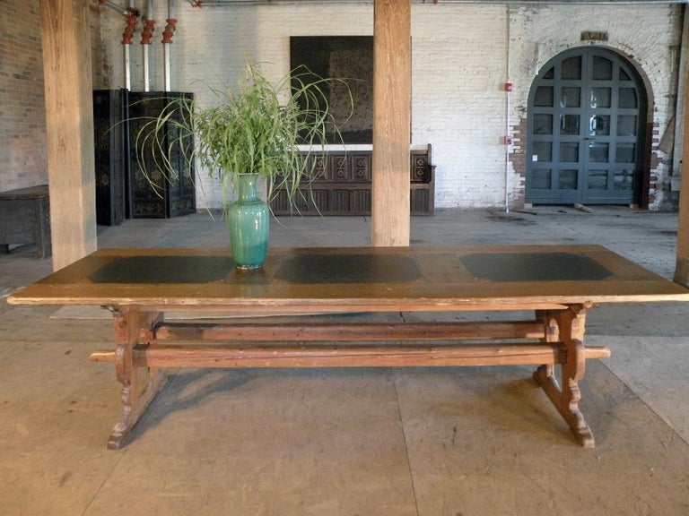 Swiss / Alpine 18th Century Rustic, Long Pine and Slate Inset Dining ...