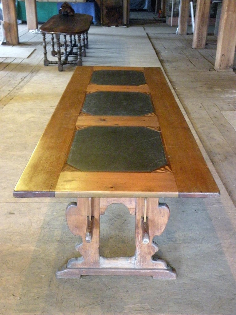 Swiss / Alpine 18th Century Rustic, Long Pine and Slate Inset Dining ...