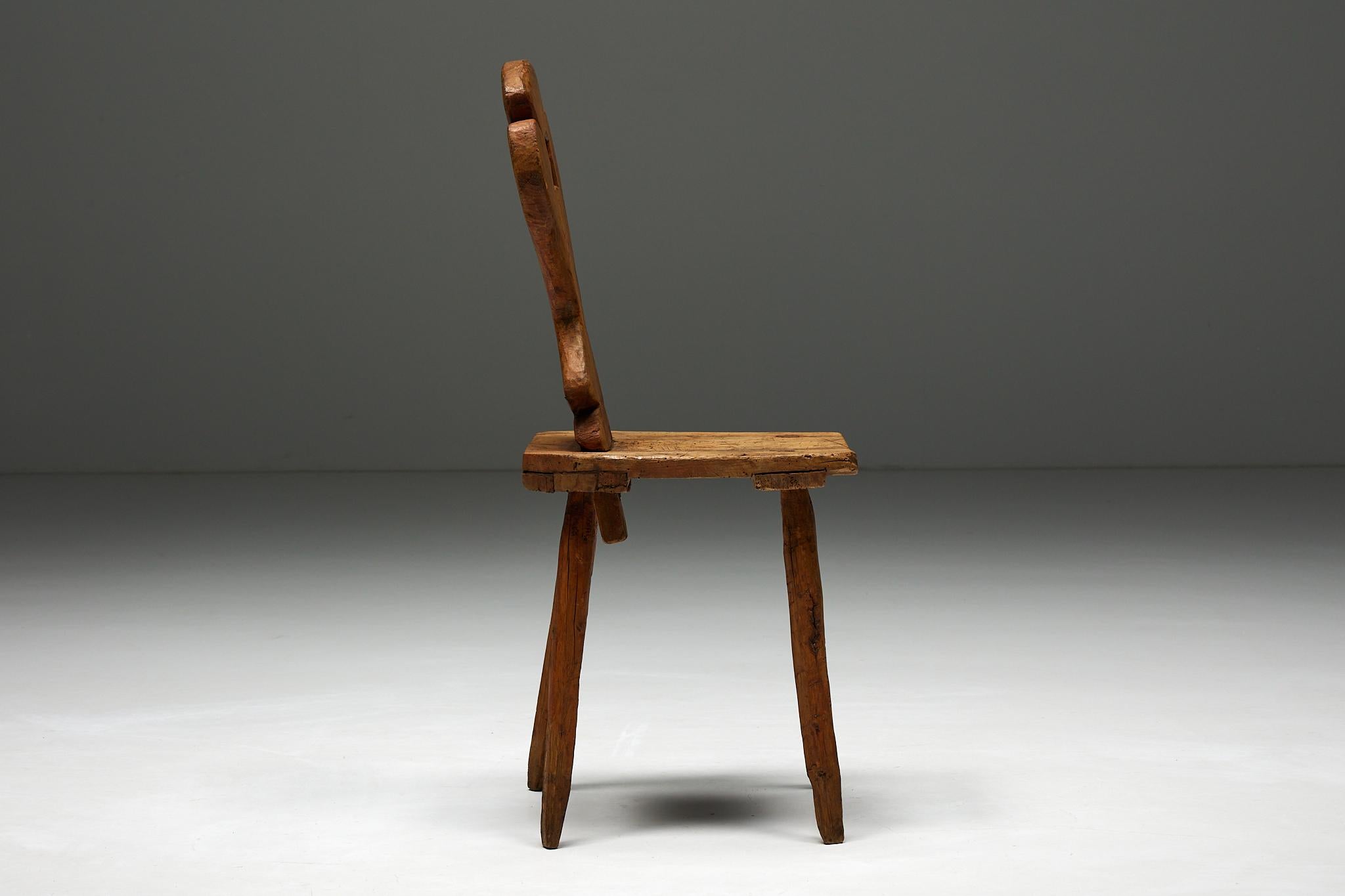 Swiss Alpine Folk Art Chair, 19th Century For Sale at 1stDibs