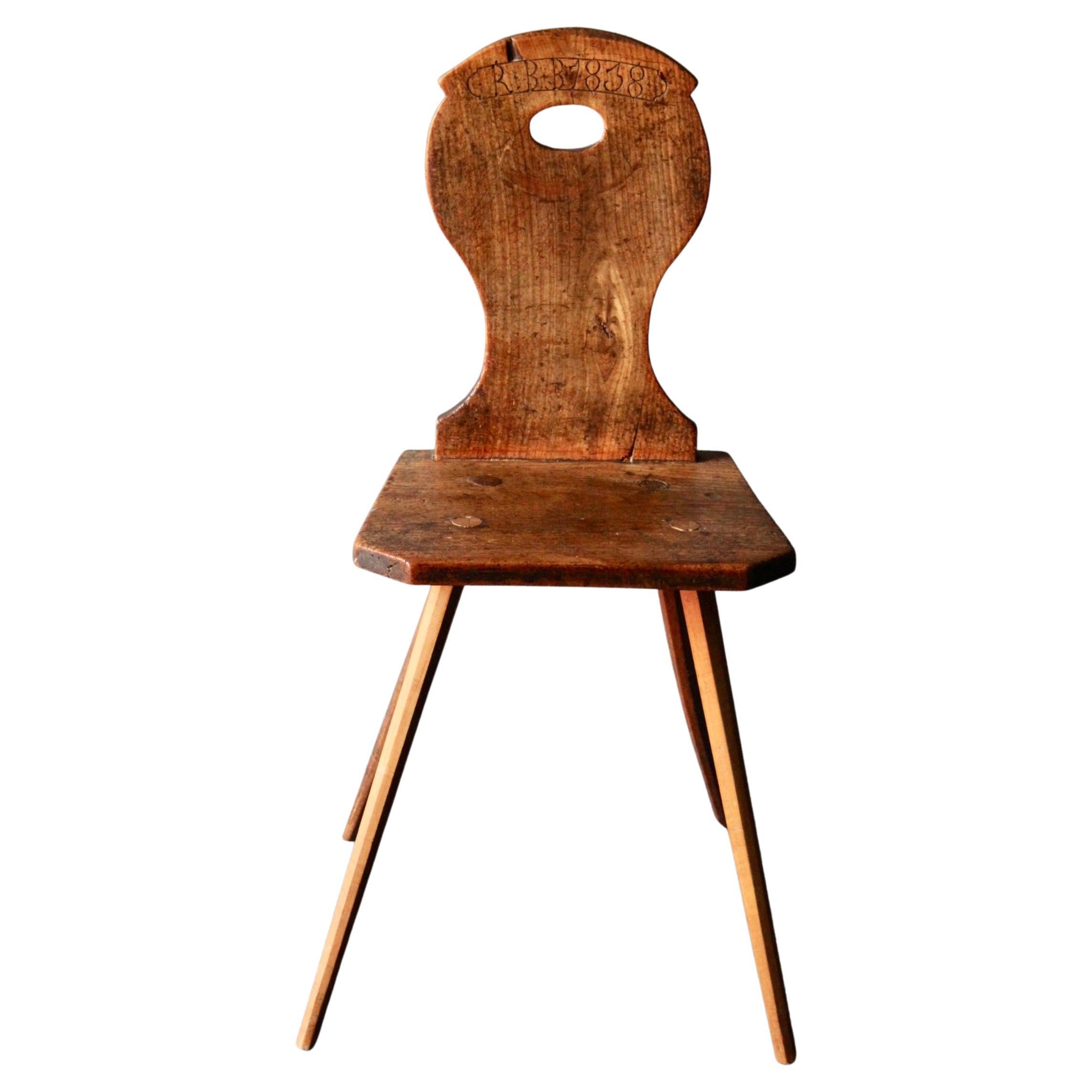 Swiss Alpine Folk Art Escabelle from Zermatt Village a 9 For Sale at ...