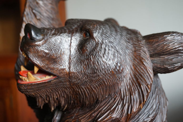 Swiss Black Forest Brienz Carved Bear Sculpture Serving Table / Display ...